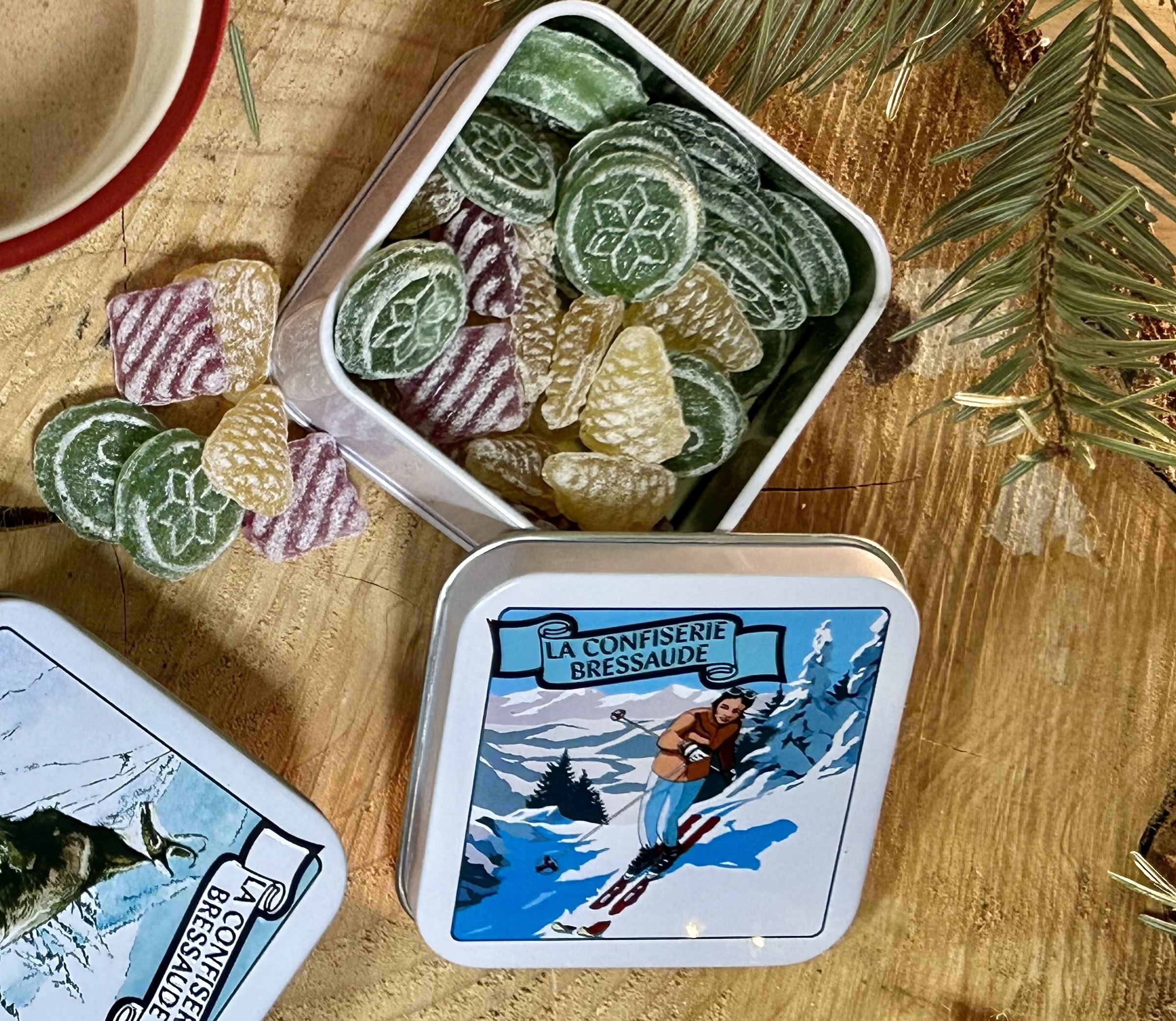 Bonbons - Boite métal "Skieur"